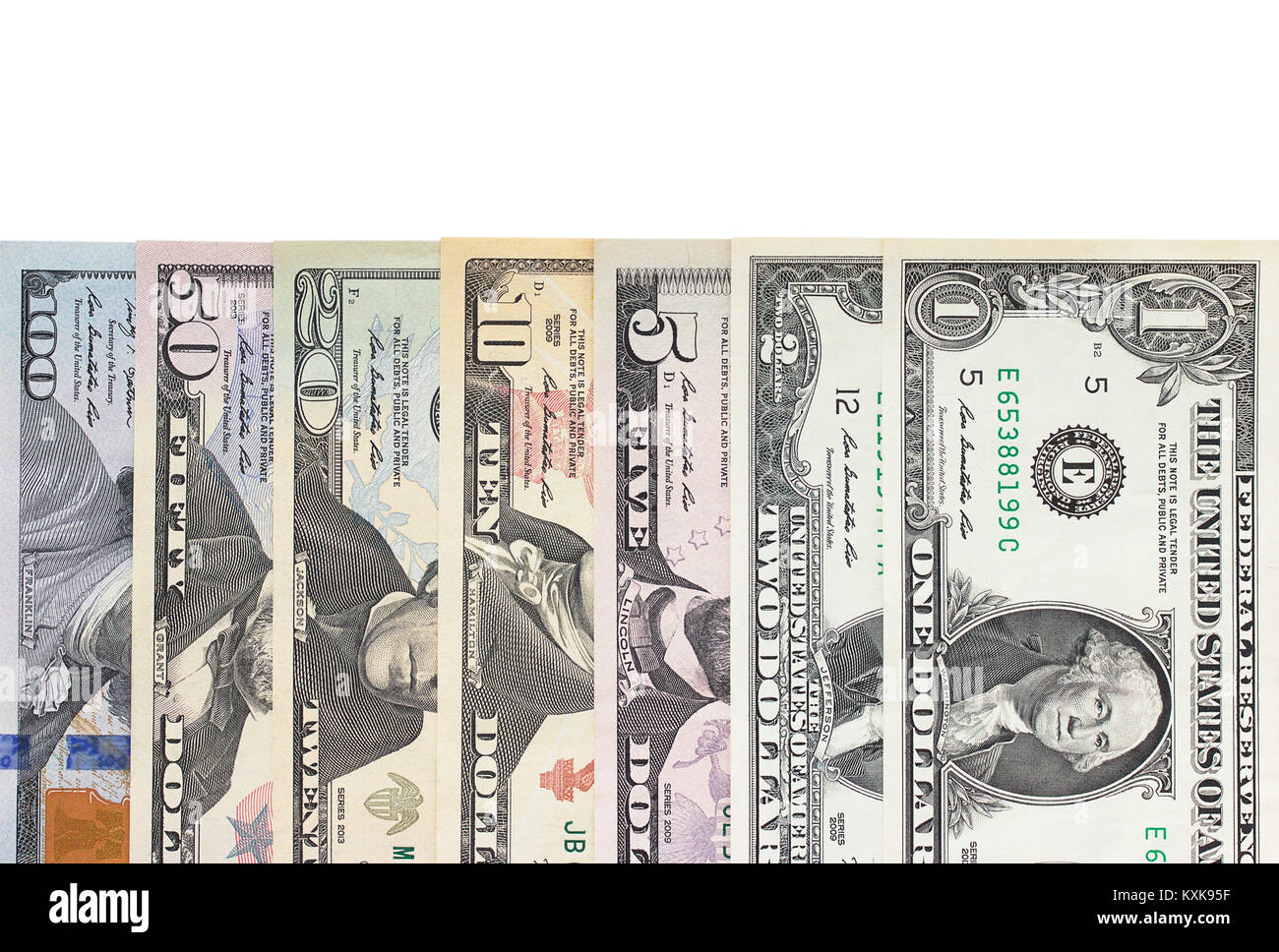 Us dollar bill isolated on white background Stock Photo - Alamy