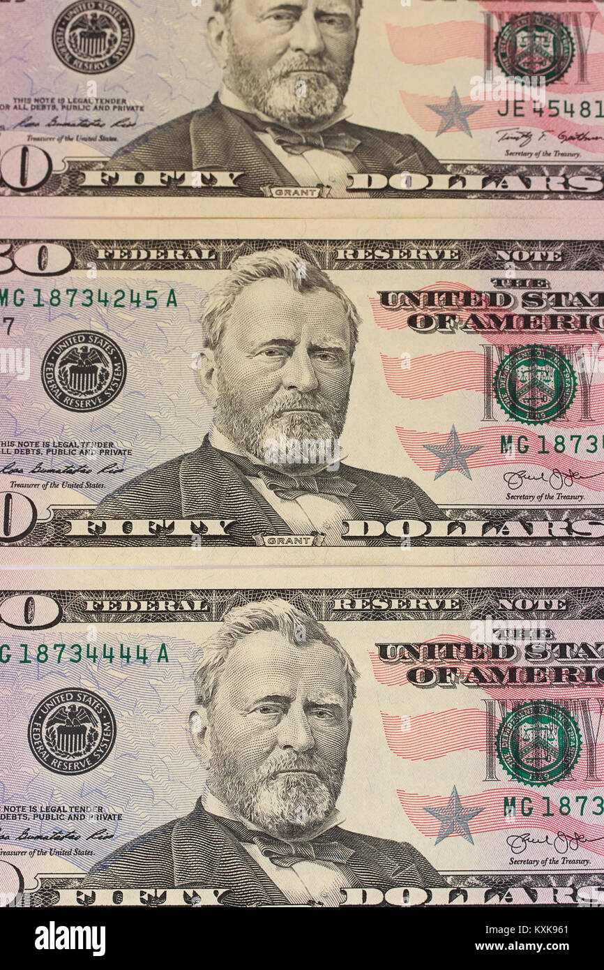 50 US dollar banknotes background or texture Stock Photo - Alamy