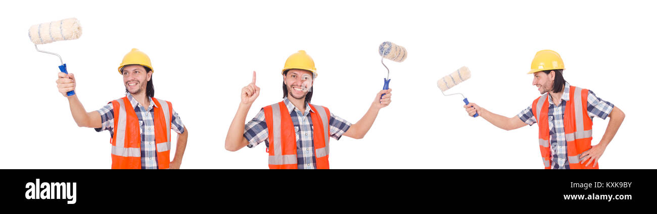 Painter isolated on the white background Stock Photo - Alamy