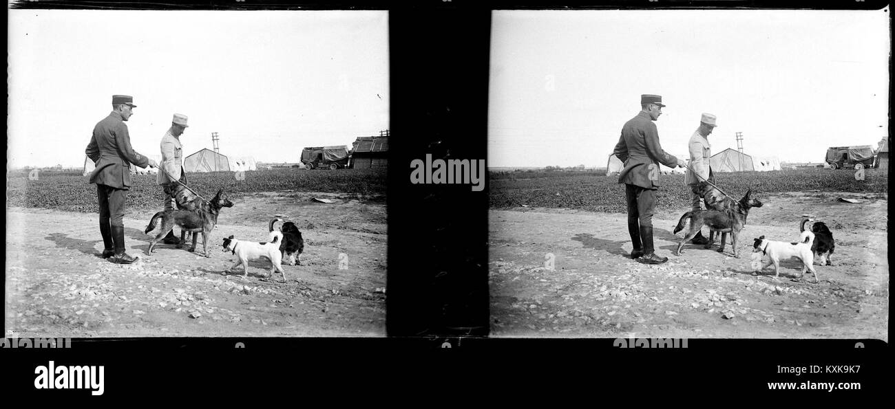 A World War I photograph showing Captain Colarvet and Cesari at Ambrief ...