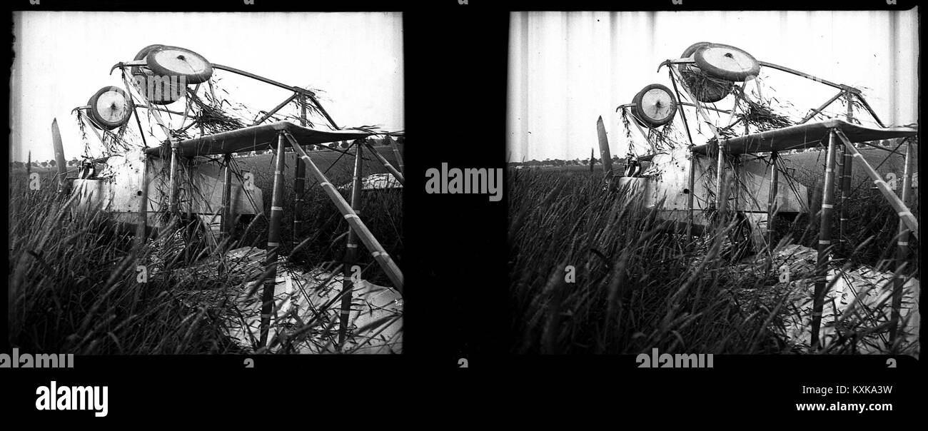 A historical photograph from June 15, 1915, showing a Caudron biplane ...
