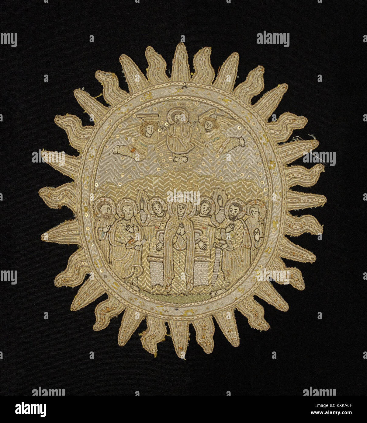 Appliqué textile panel designed for a liturgical cope, featuring ...