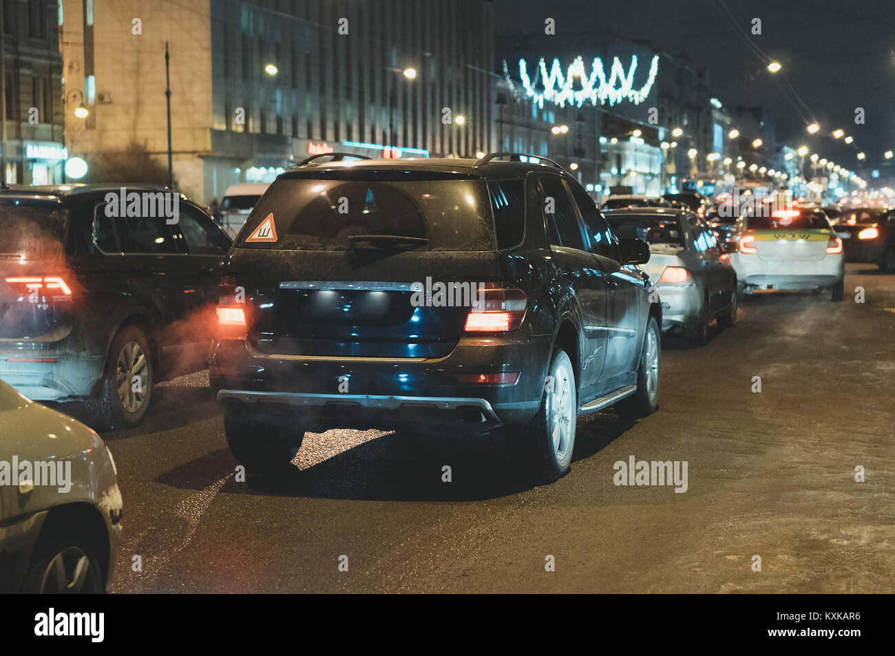 Big traffic jam in the evening Stock Photo - Alamy
