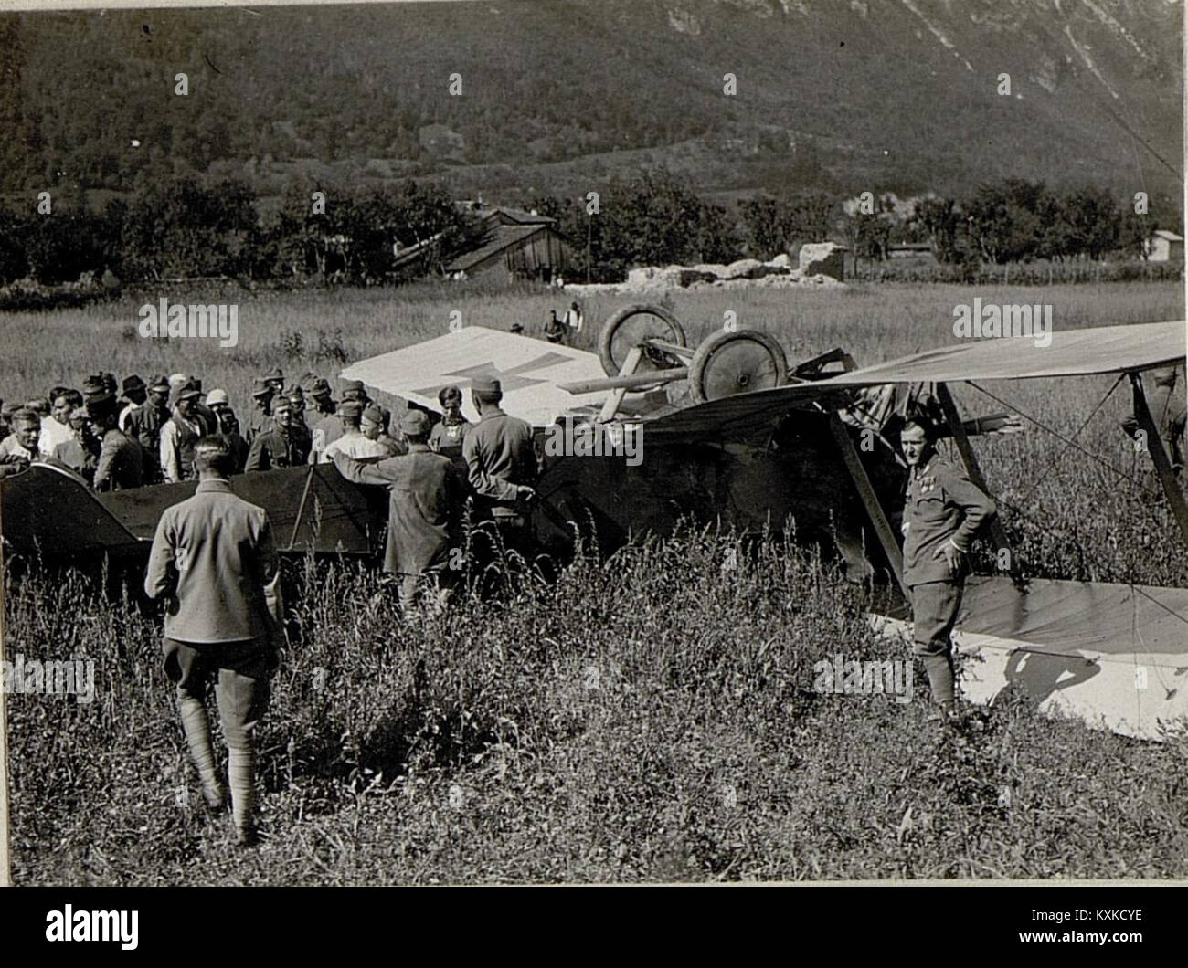 The photograph titled Apparatus crashed during landing shows an ...