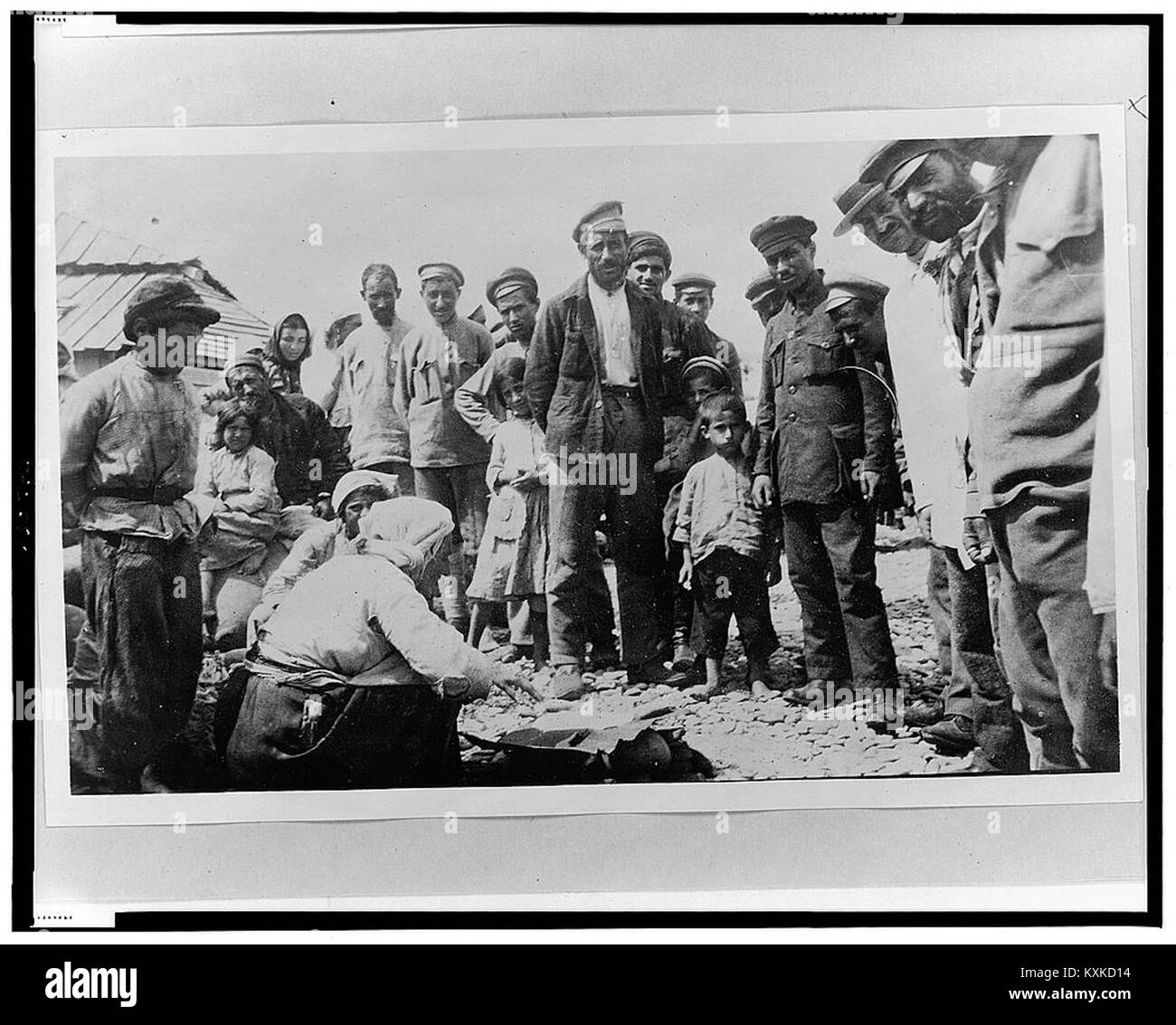 Photograph of Armenian refugees on a Black Sea beach near Novorossiysk ...