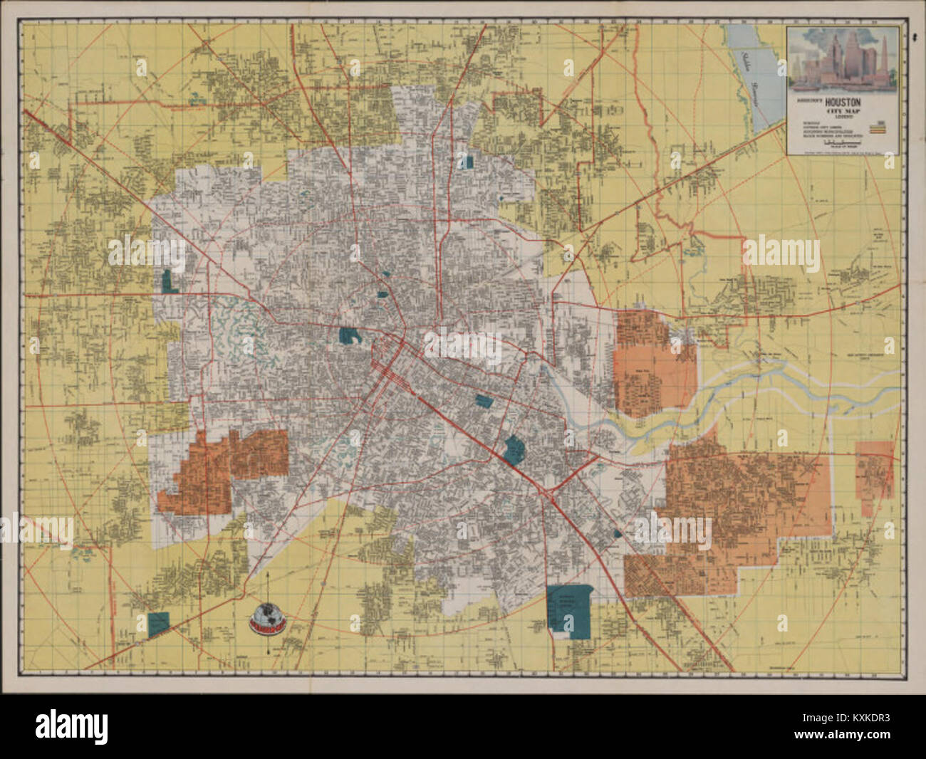 Old map of houston hi-res stock photography and images - Alamy