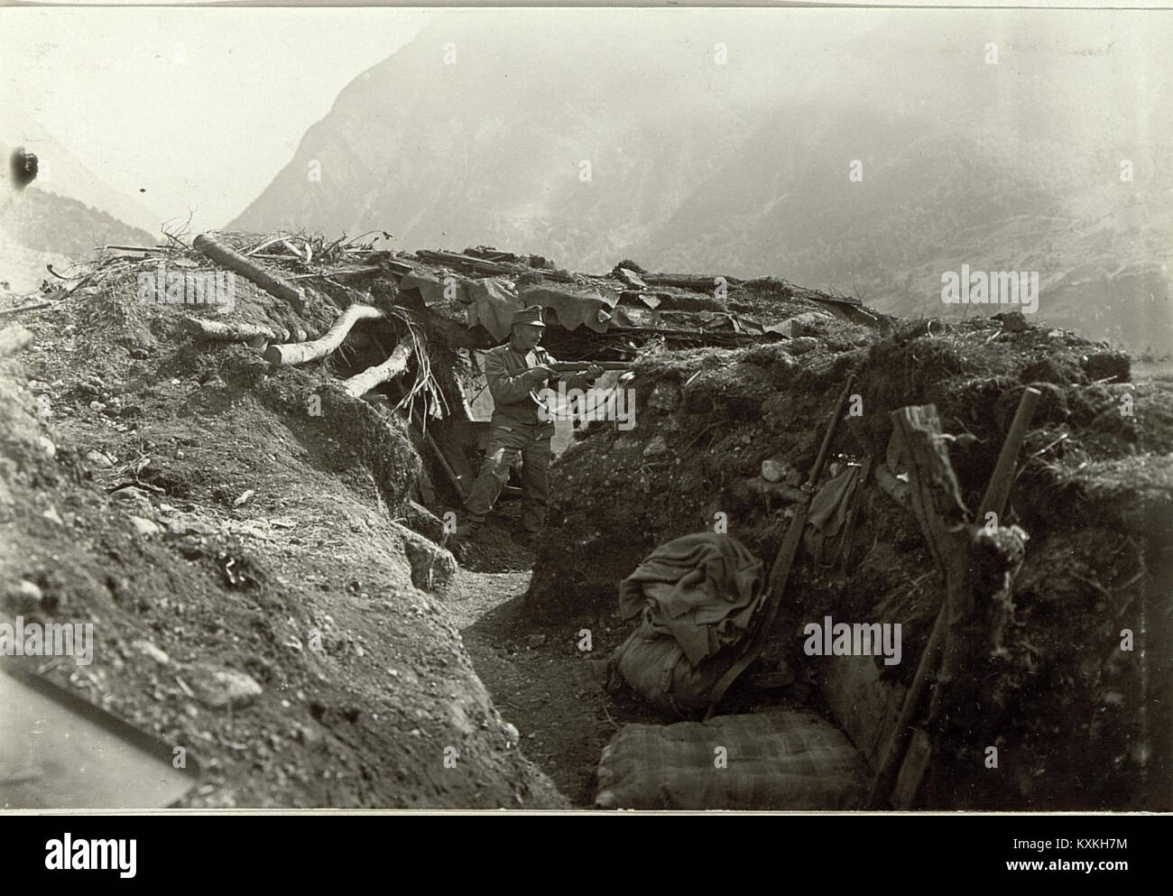 A World War I photograph showing German artillery positions at the ...