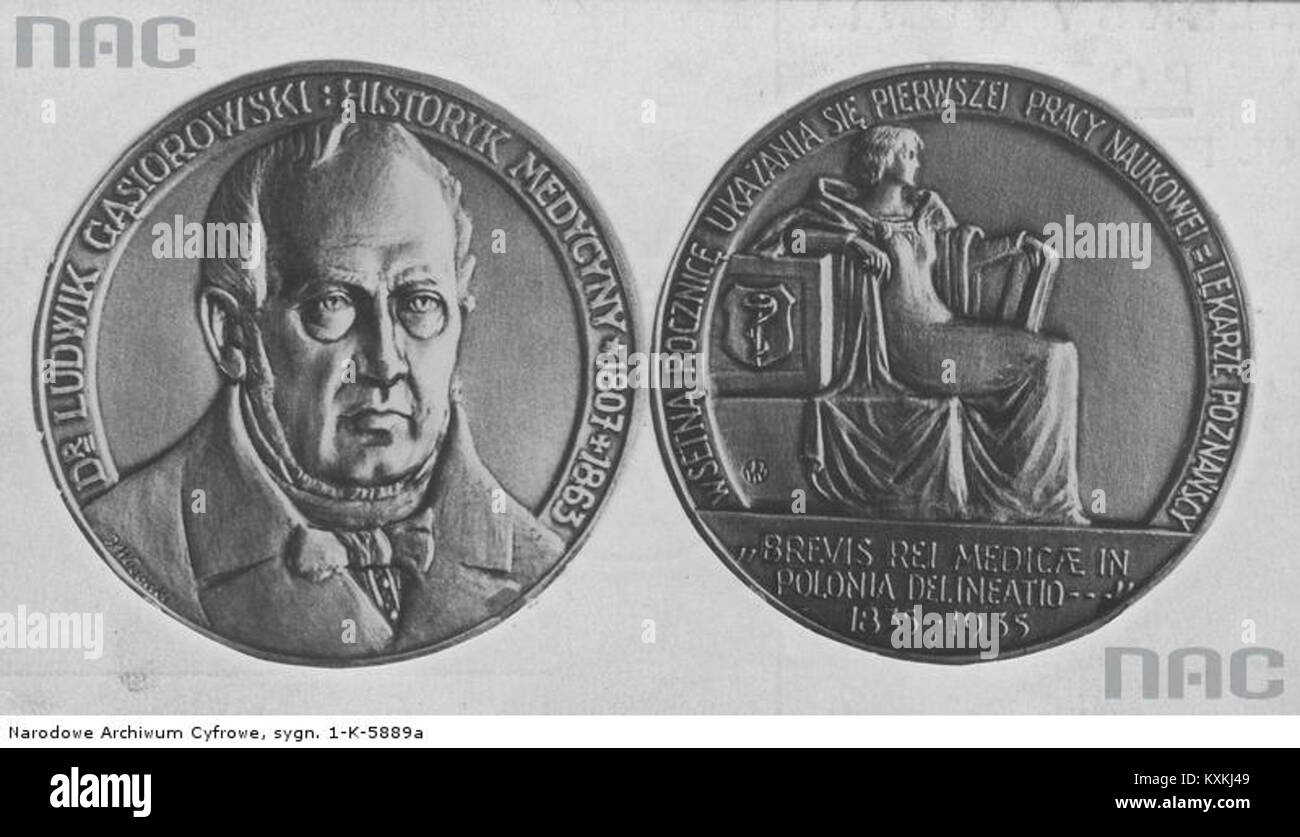 The obverse and reverse of a medal honoring Dr. Ludwik Gaśiorowski ...