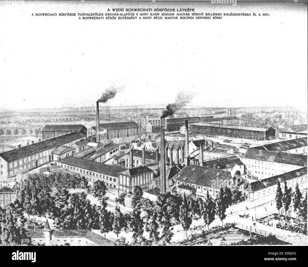 The photograph shows the Schwechat Brewery in Vienna, Austria ...