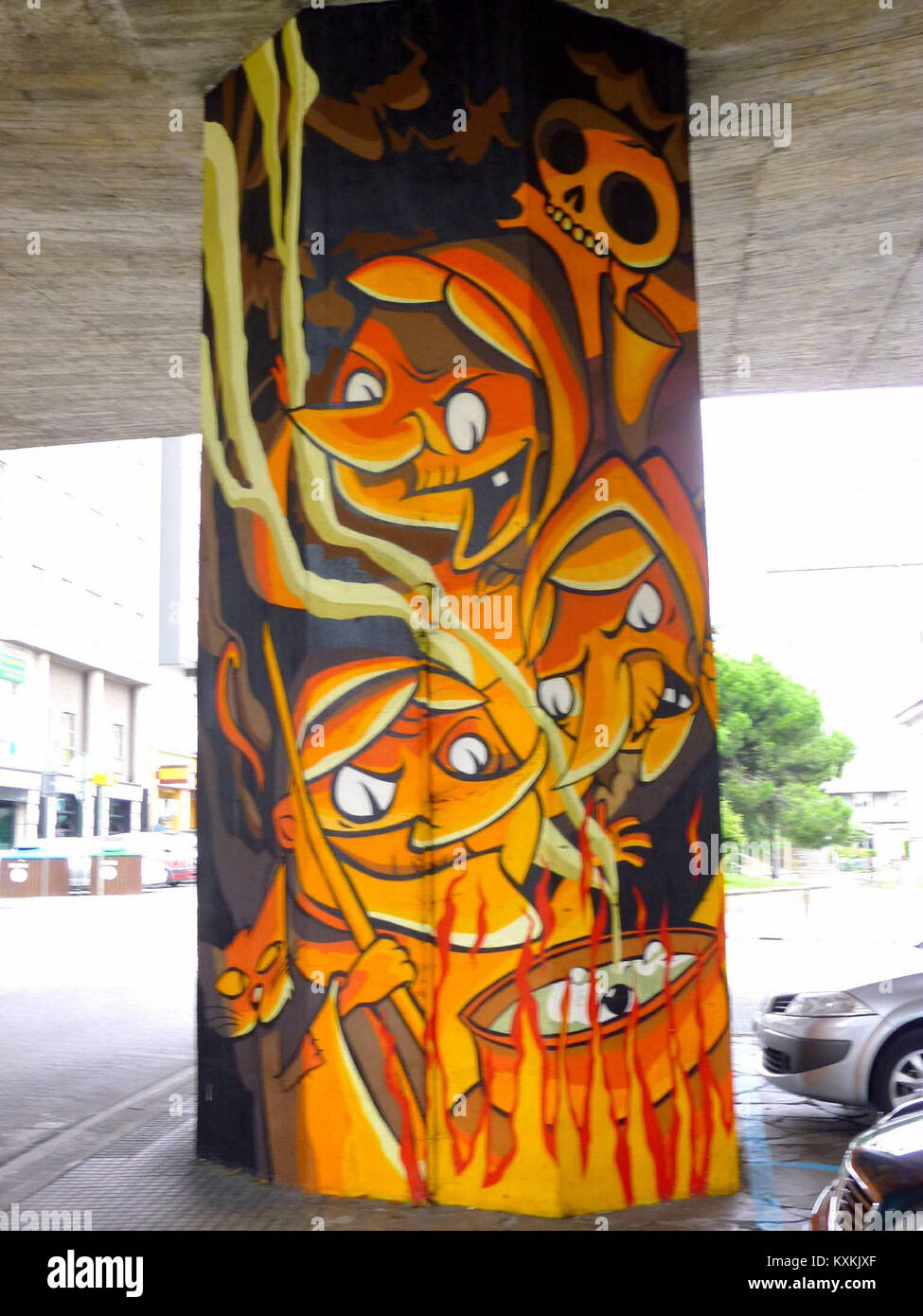 A photograph showcasing a graffiti piece in A Coruña, Spain ...