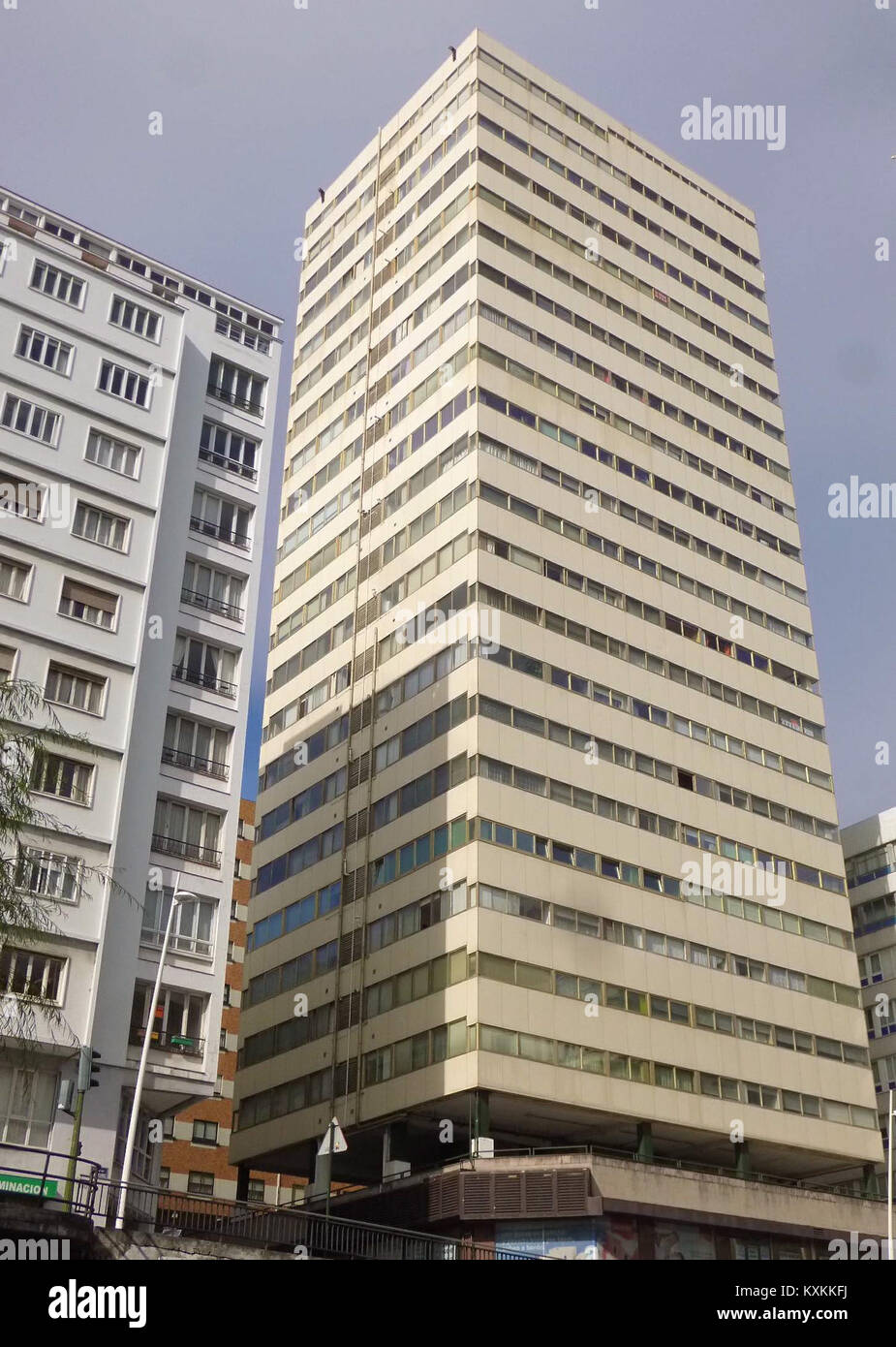 This image highlights the Torre Galicia in A Coruña, Spain, an ...