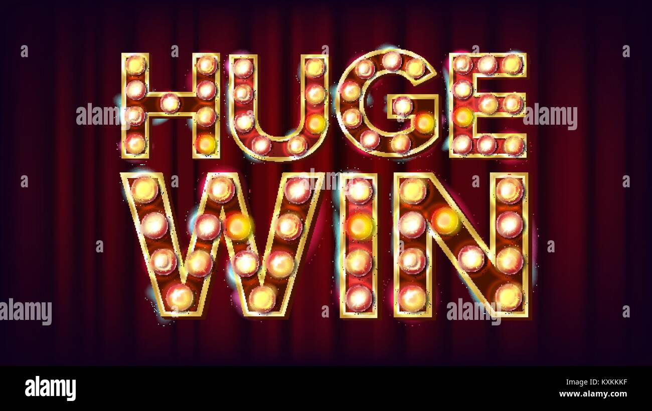 Huge Win Banner Vector. Casino Shining Lamp Background. For Fortune ...