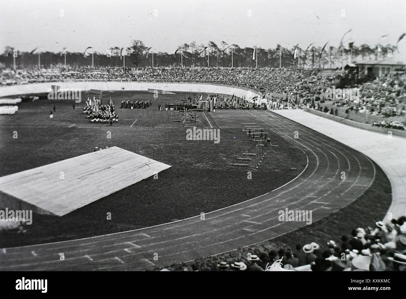 A historical image of the opening ceremony of the Deutsches Stadion in ...