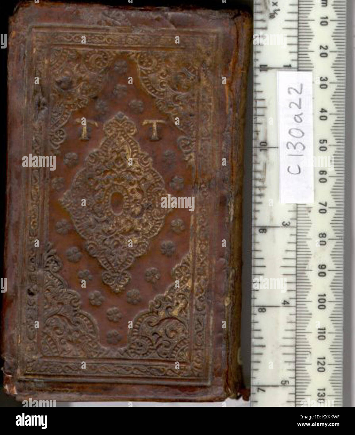 The upper cover of the devotional book 'A Helpe unto Devotion' reflects ...