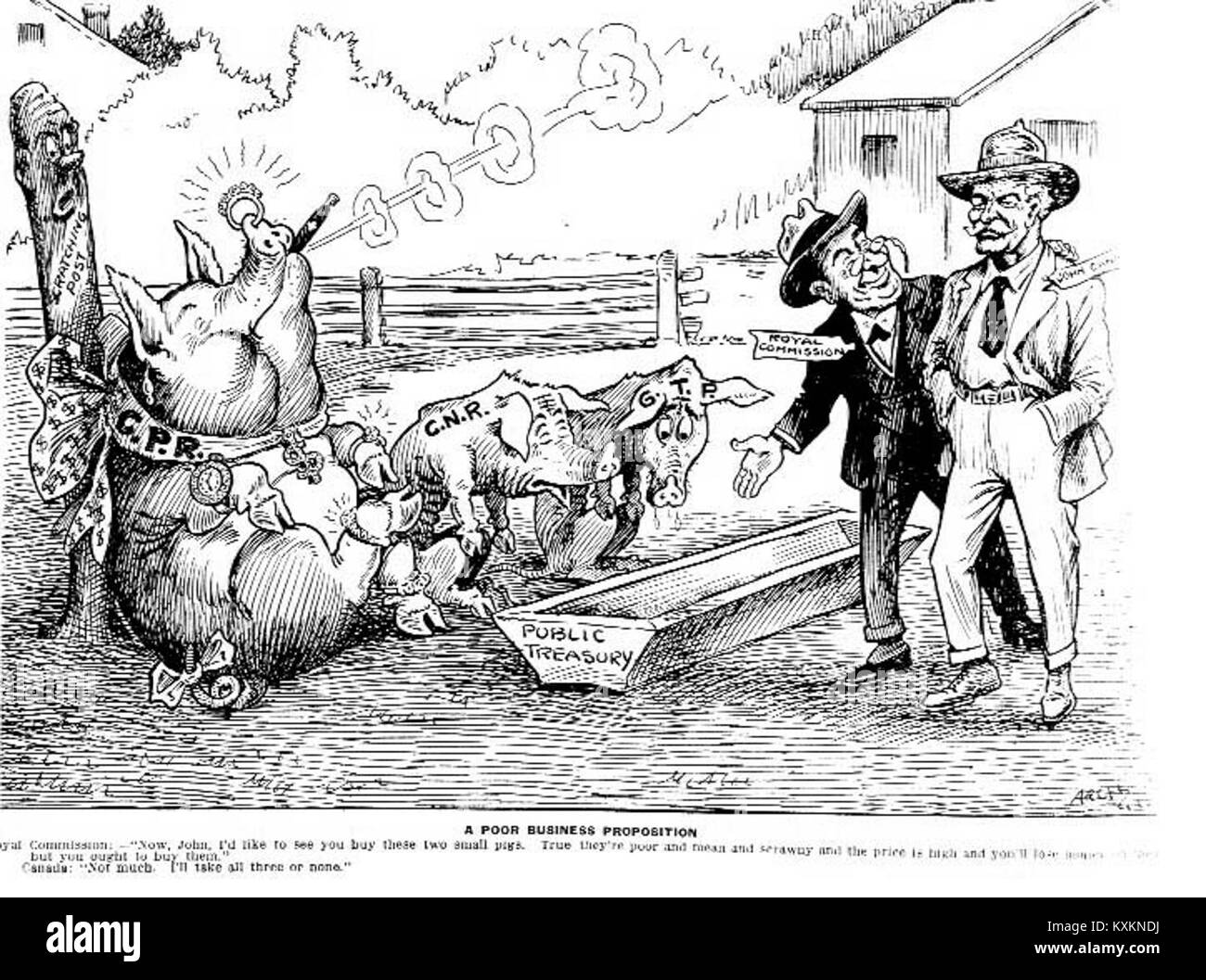 A cartoon titled 'A Poor Business Proposition' by Arch Dale, depicting ...