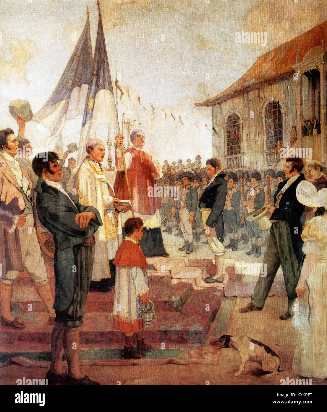 Historical depiction of the blessing of the flags during the 1817 ...