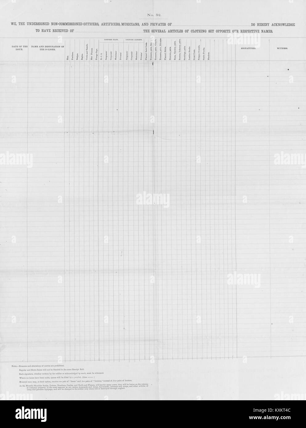 Blank military form, 1861-1863 Stock Photo - Alamy