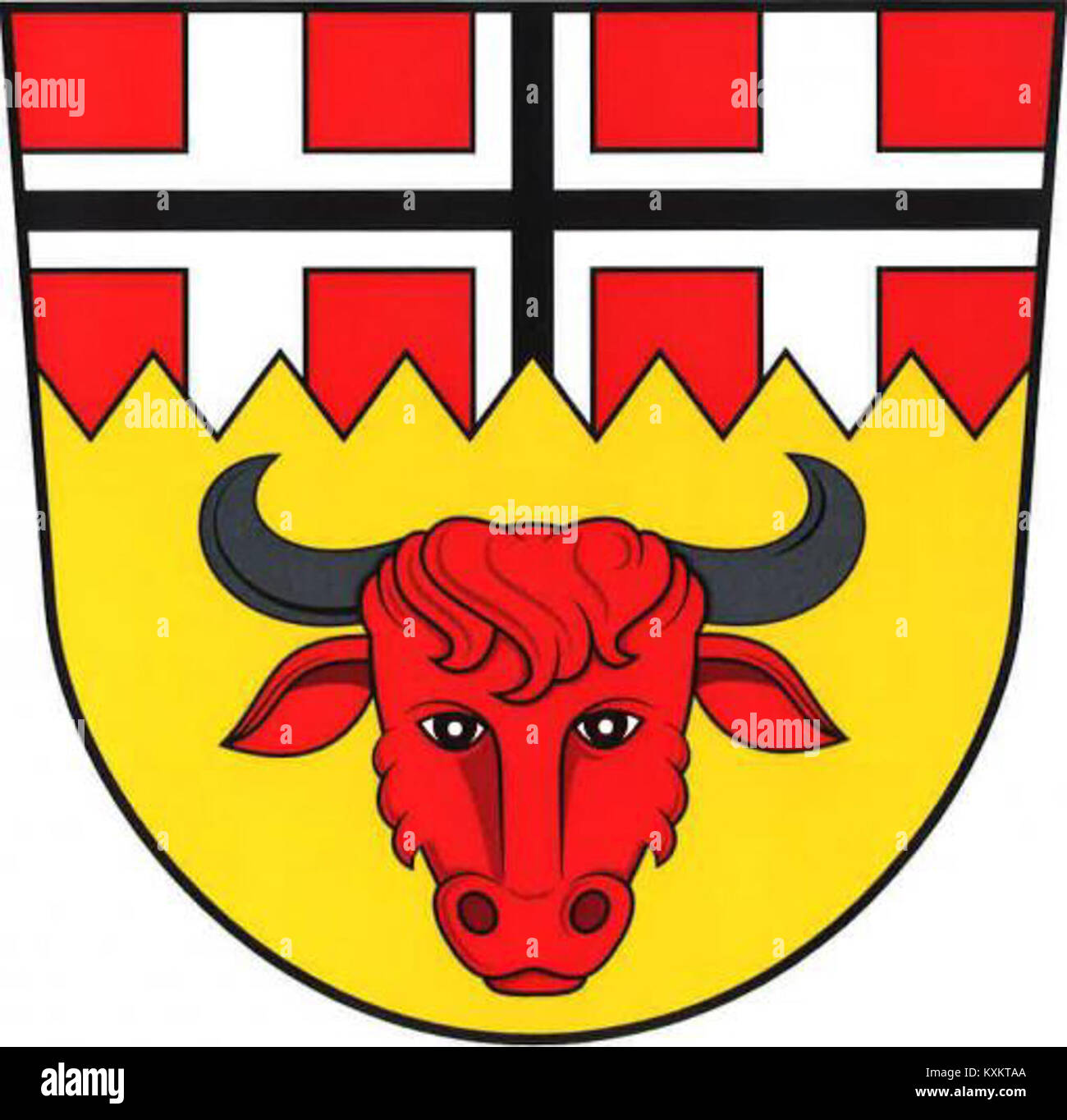 The coat of arms of Býčkovice, Czech Republic, represents municipal ...