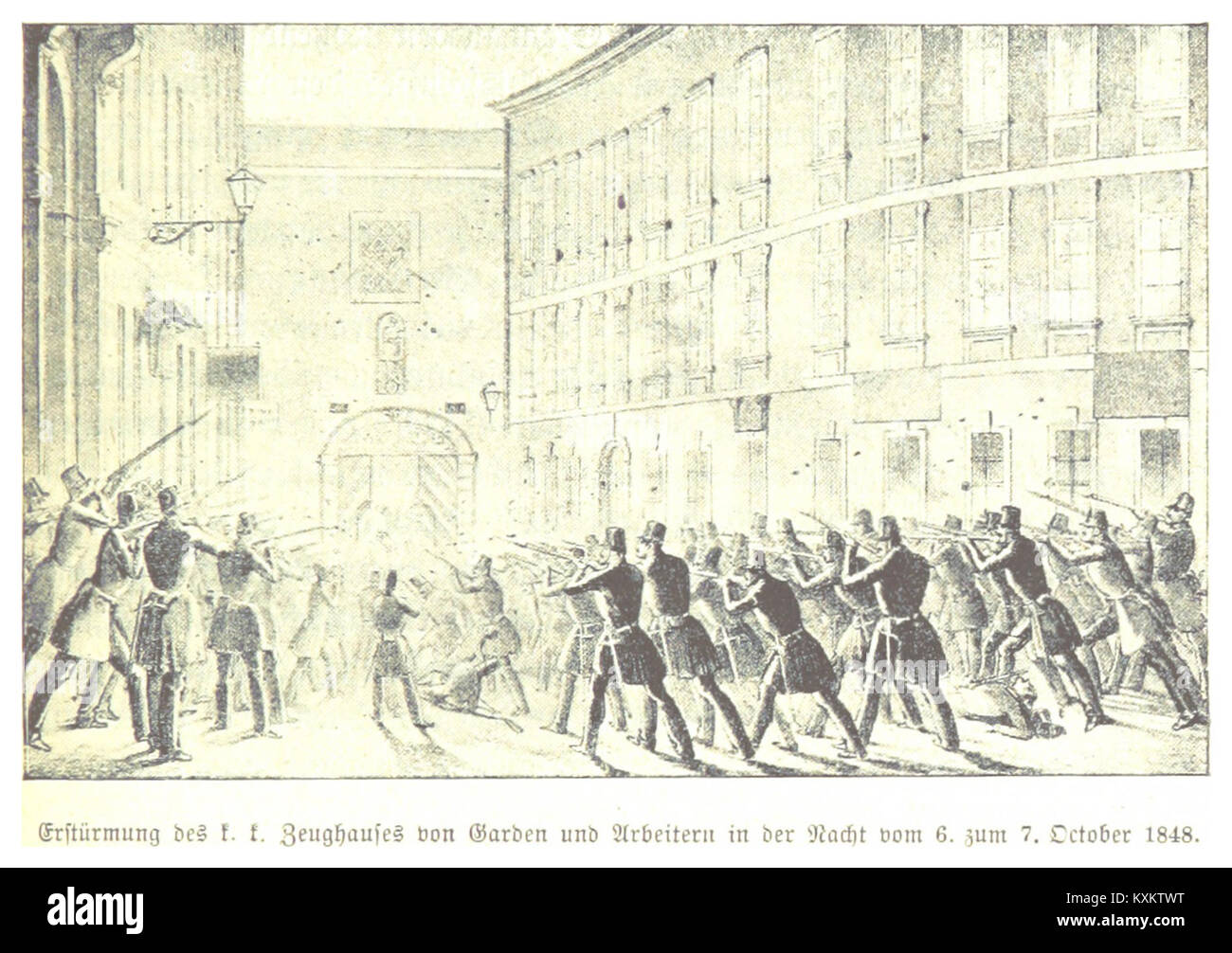 An illustration from 1898 depicting the storming of the Imperial ...