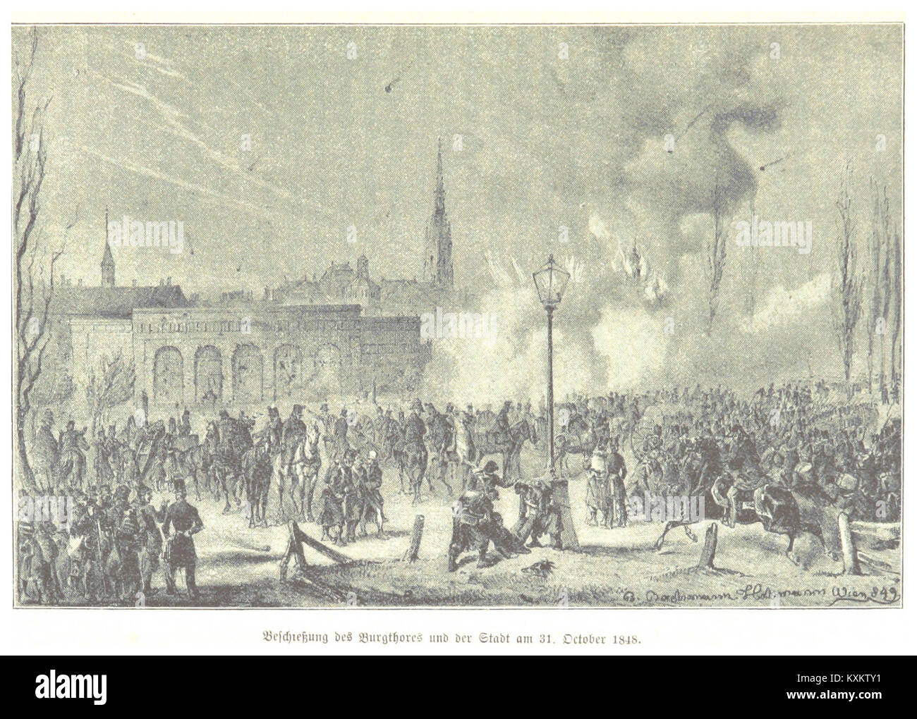 This lithograph from 1898 illustrates the artillery bombardment of the ...