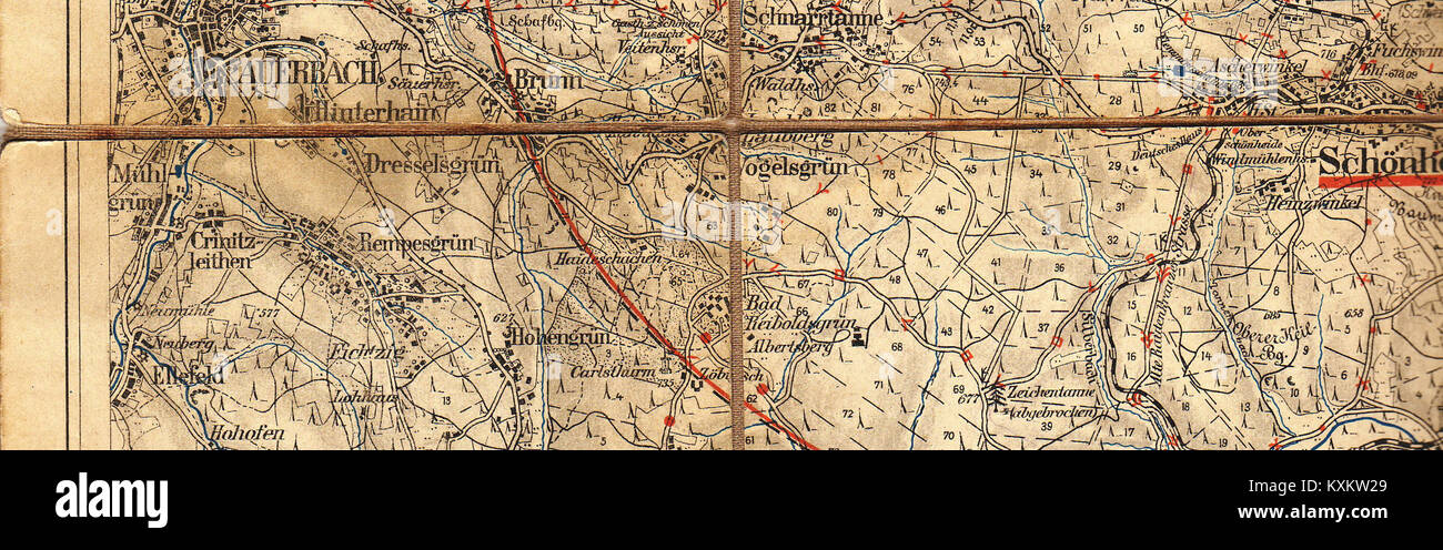 The map of Bad Reiboldsgrün around 1900 depicts the town’s layout ...