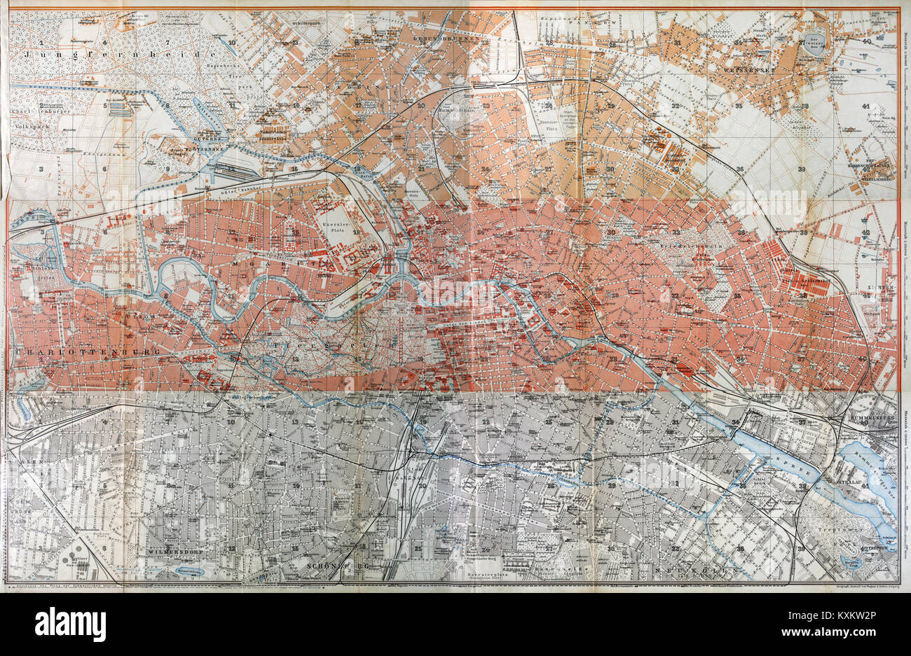 This refers to the 1914 edition of Baedeker's map of Berlin, detailing ...