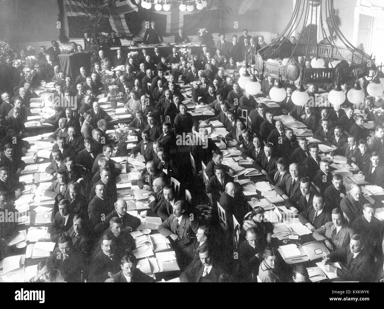 This photograph captures the Norwegian Labour Party's national congress ...