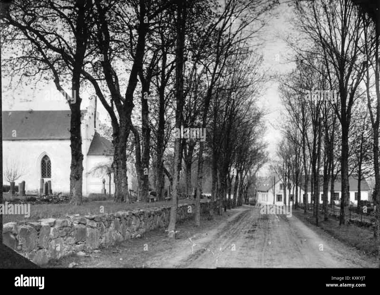 Photograph of Barkåkra Church in Sweden, showing medieval stone ...