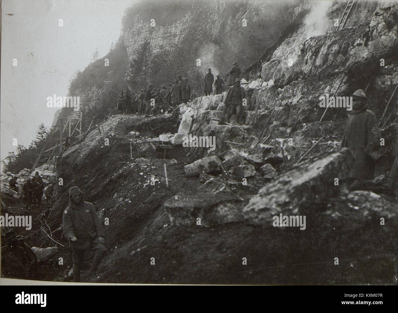 This historical image shows the construction of Barricatastraße, a ...