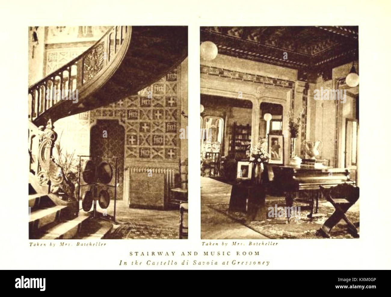 The Castello di Savoia at Gressoney features a stairway and music room ...