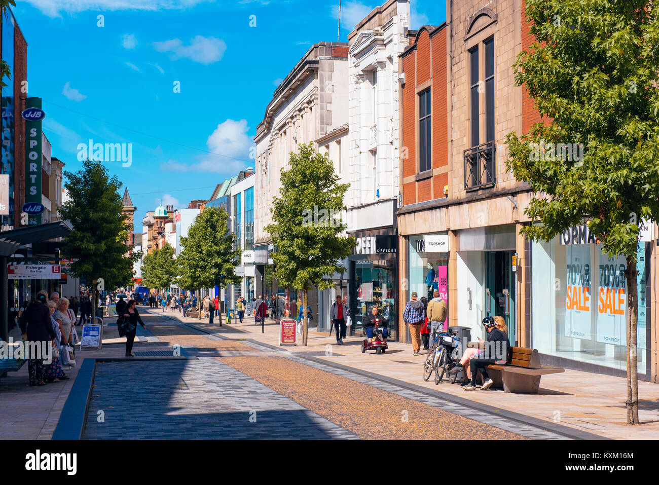 Fishergate the main shopping street in Preston Lancashire Stock Photo ...