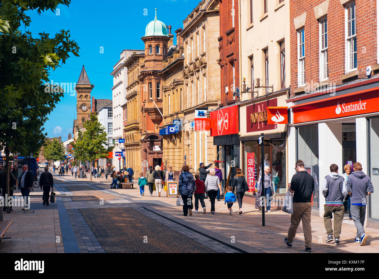 Fishergate the main shopping street in Preston Lancashire Stock Photo ...