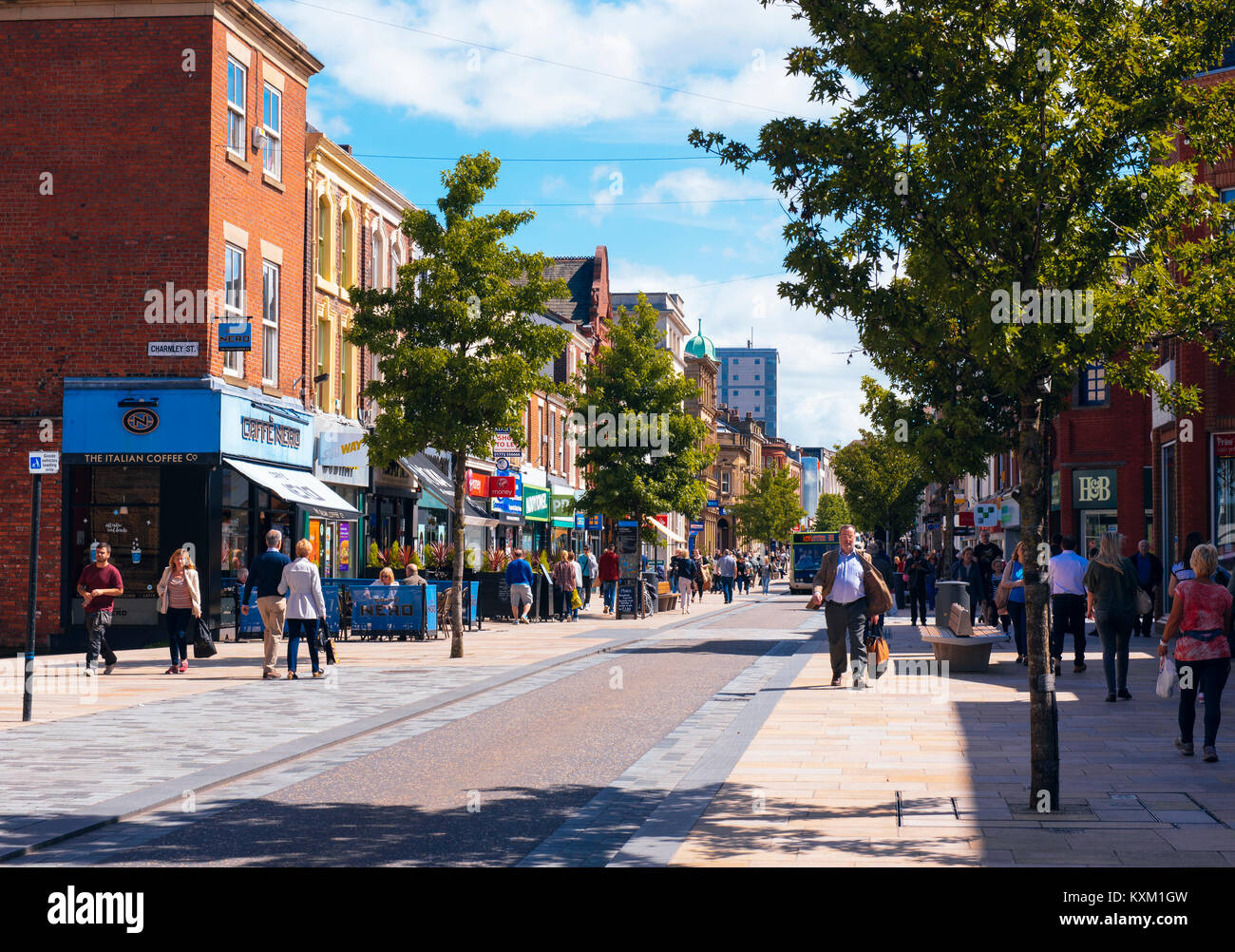 Fishergate the main shopping street in Preston Lancashire Stock Photo ...