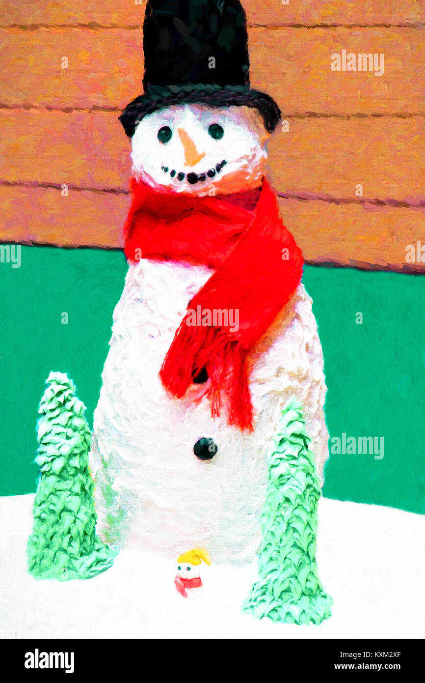 Snowman. --Digital Photo Art Painting Stock Photo - Alamy