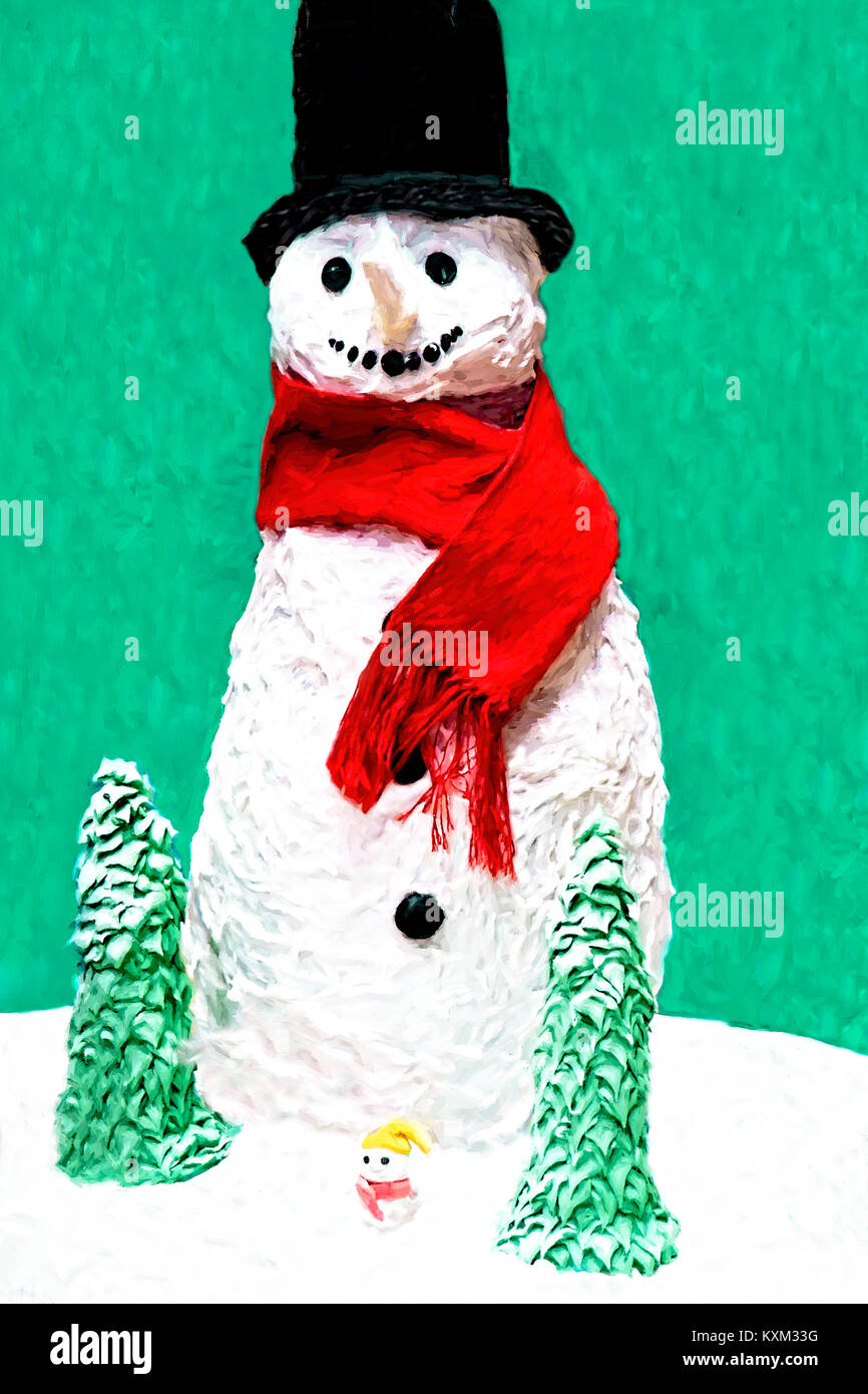 Snowman. --Digital Photo Art Painting Stock Photo - Alamy
