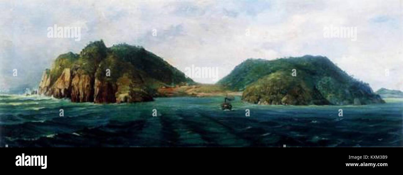 Marine landscape painting by Benedito Calixto, 1904, depicting seascape ...