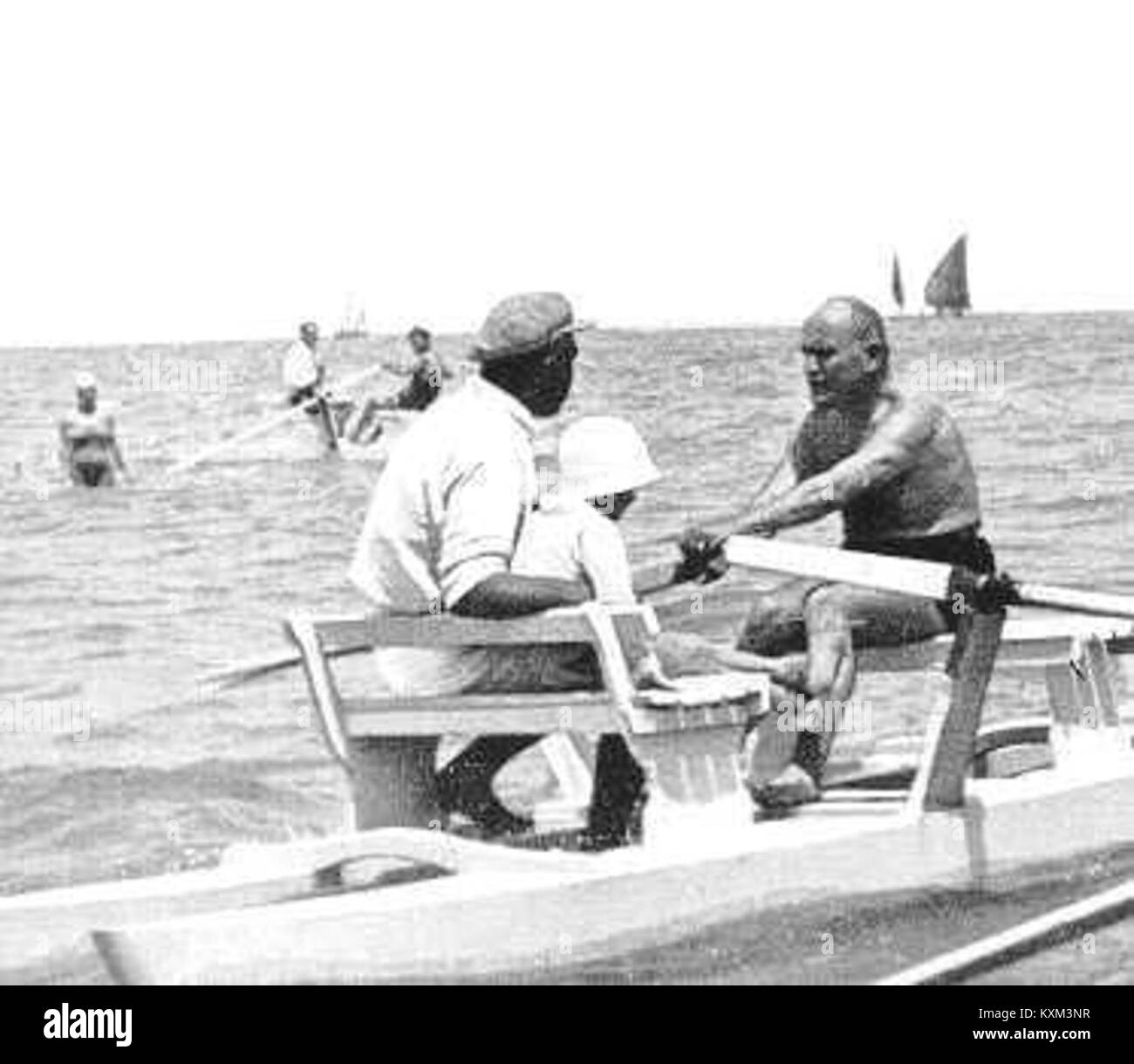 Benito Mussolini is pictured with a boat in Riccione in 1932. This ...