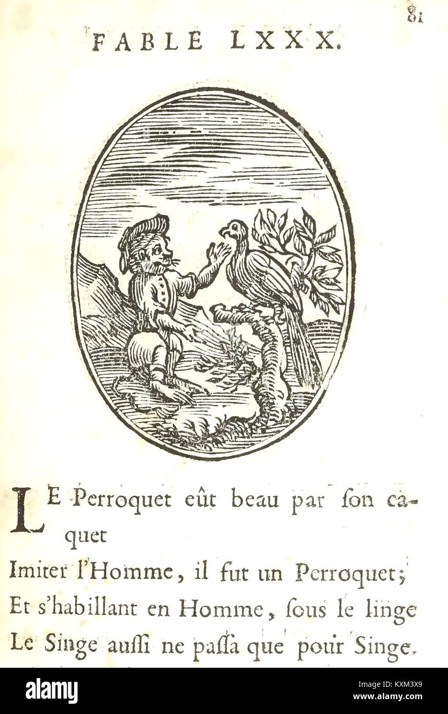 A page from *Fables d'Isopé en Quatrains* by Benserade, showcasing one ...
