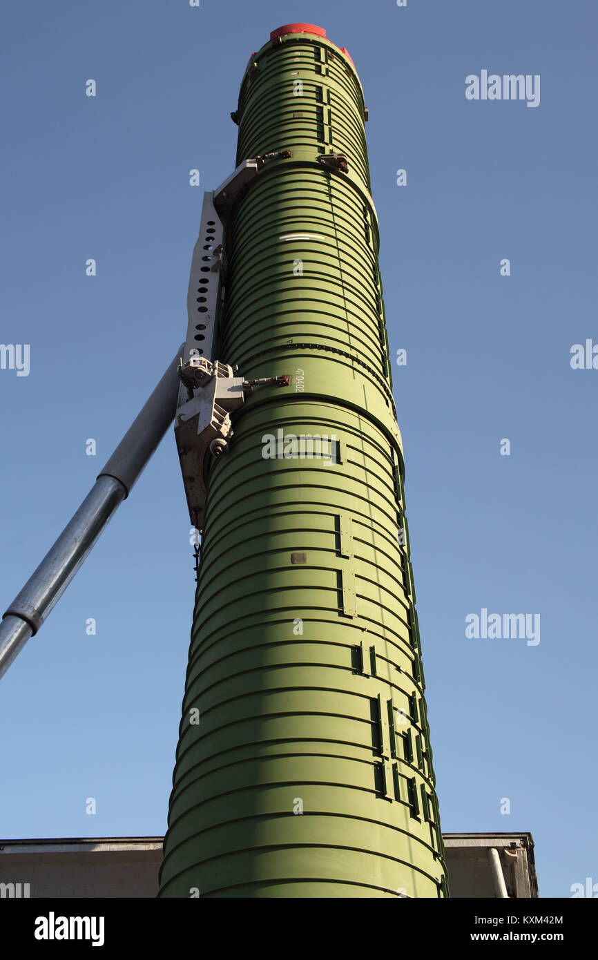 ballistic rocket launcher is aimed at the blue sky Stock Photo - Alamy