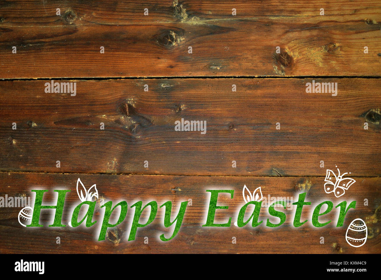 Typographical Background with Happy Easter Lettering. Green Grass ...