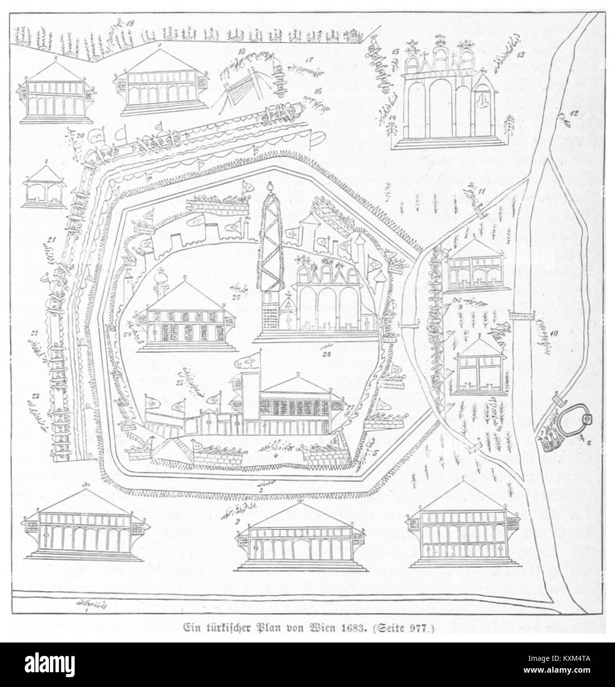This image shows an 1880 depiction of the Turkish plan for the siege of ...