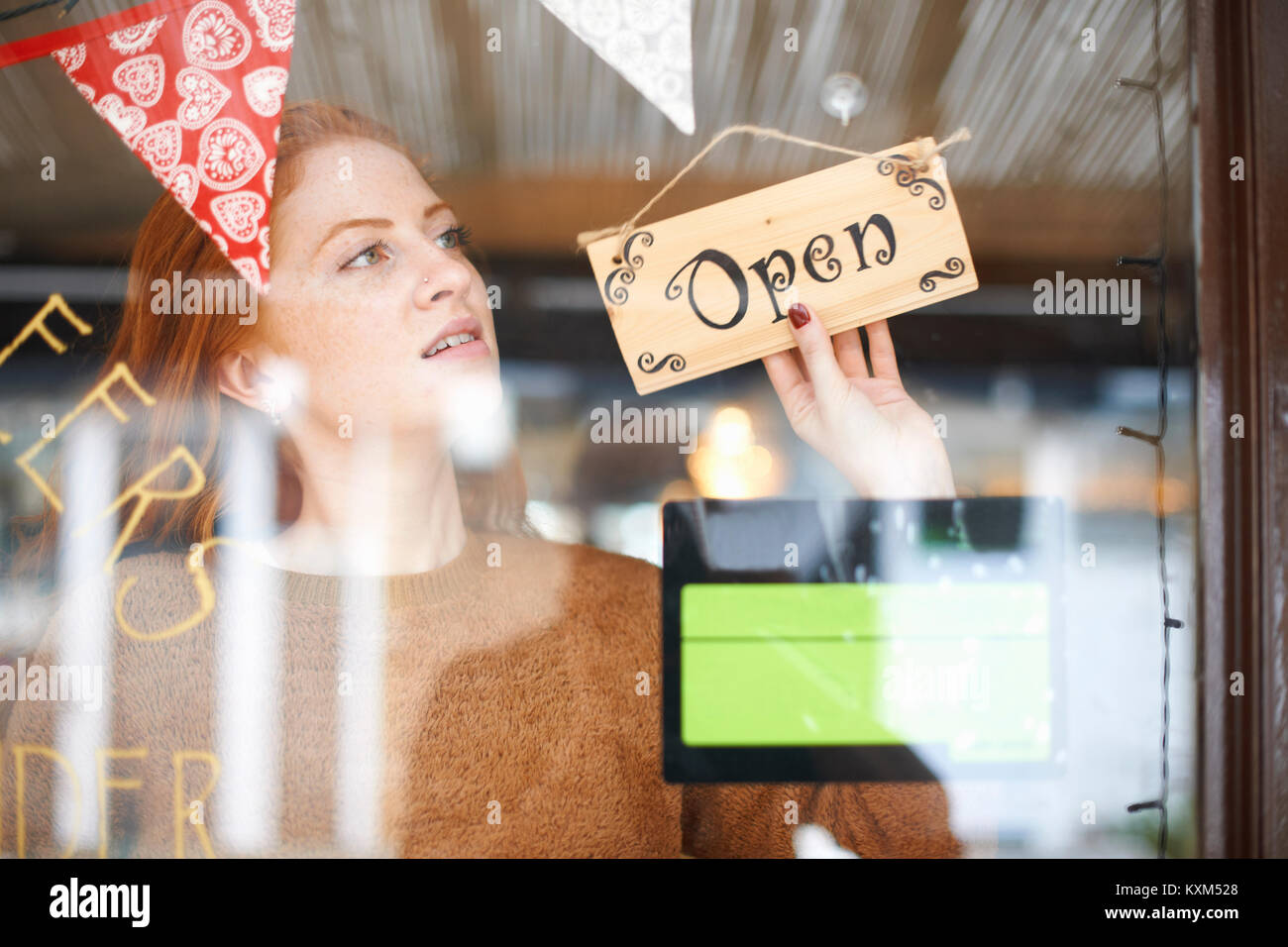 Small Business Owner Open Sign