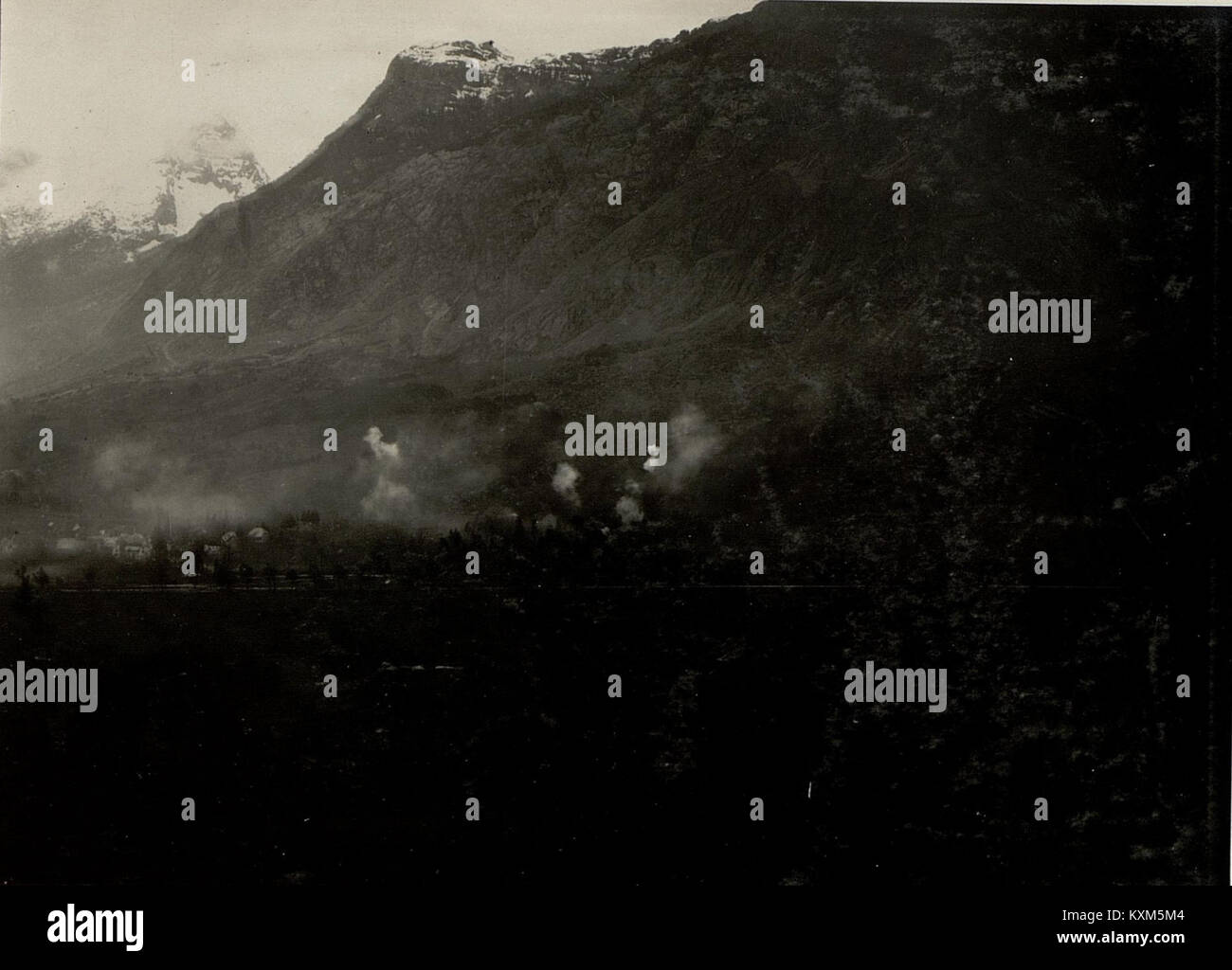 A photograph documenting the shelling of an enemy infantry position on ...