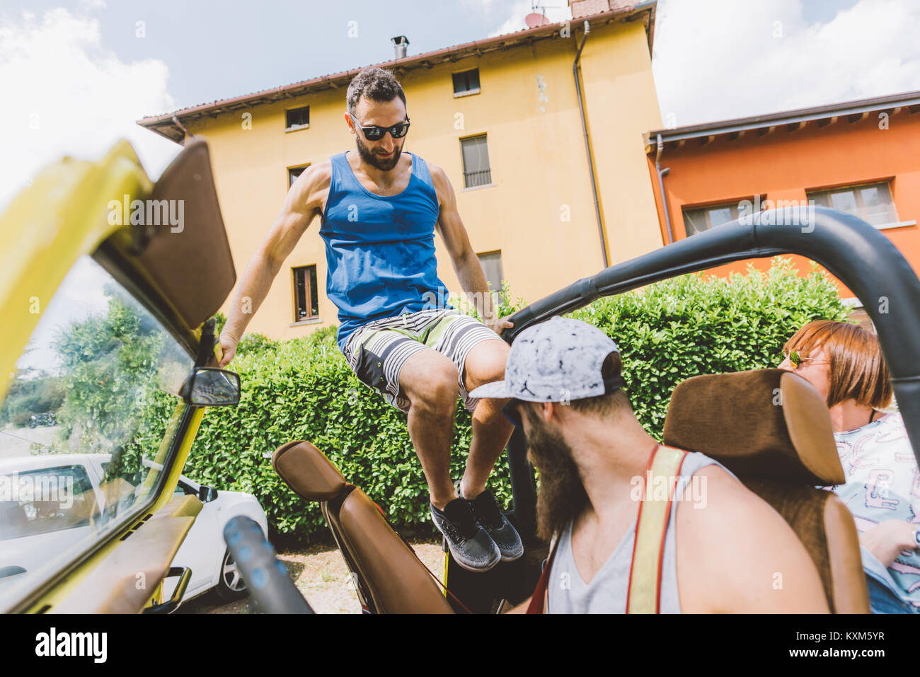 Jumping on vehicle hi-res stock photography and images - Alamy