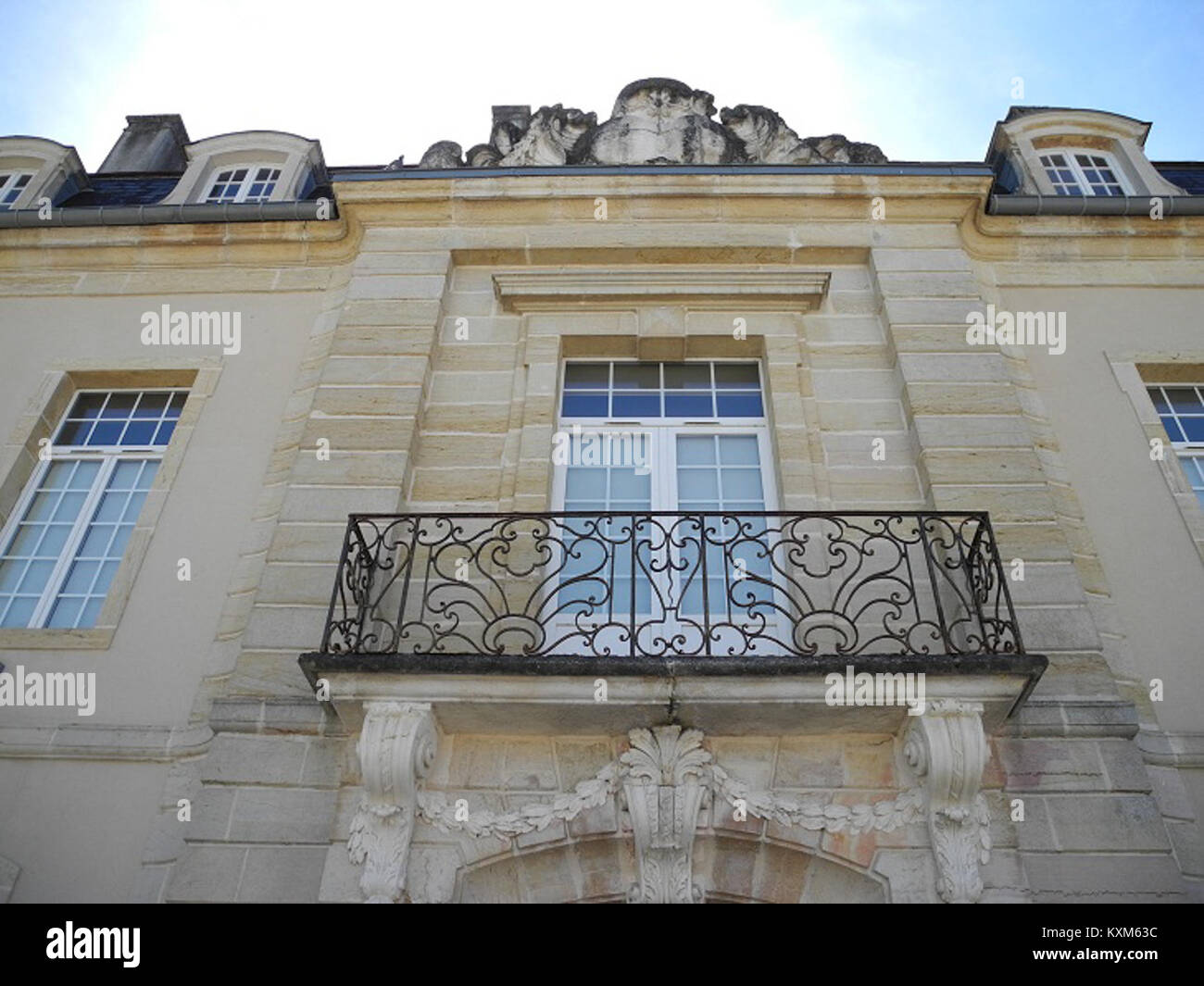 East façade balcony of the Château de Genlis, France, showing ...