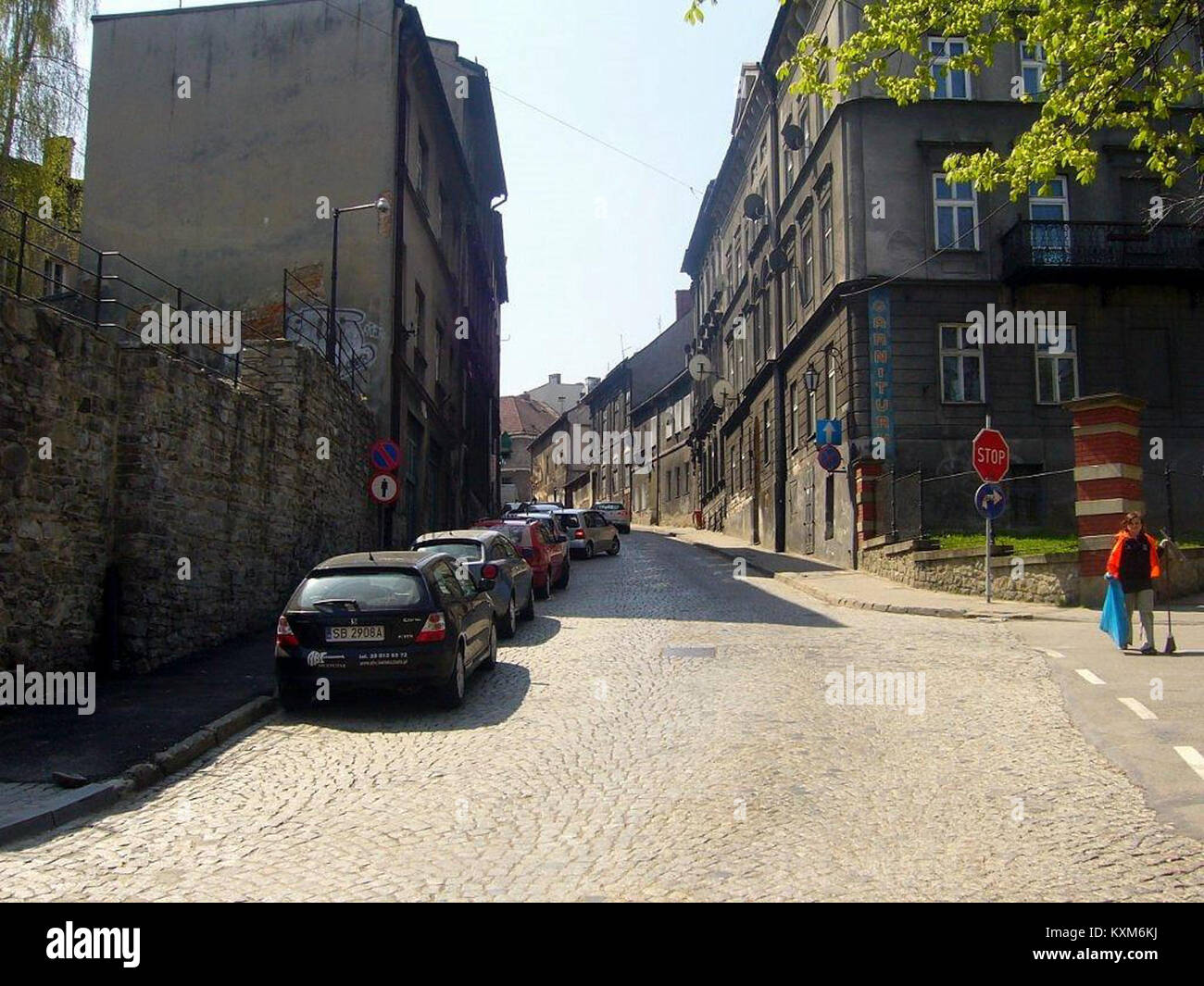The photograph shows a historic view of Bielsko-Biała, Poland ...