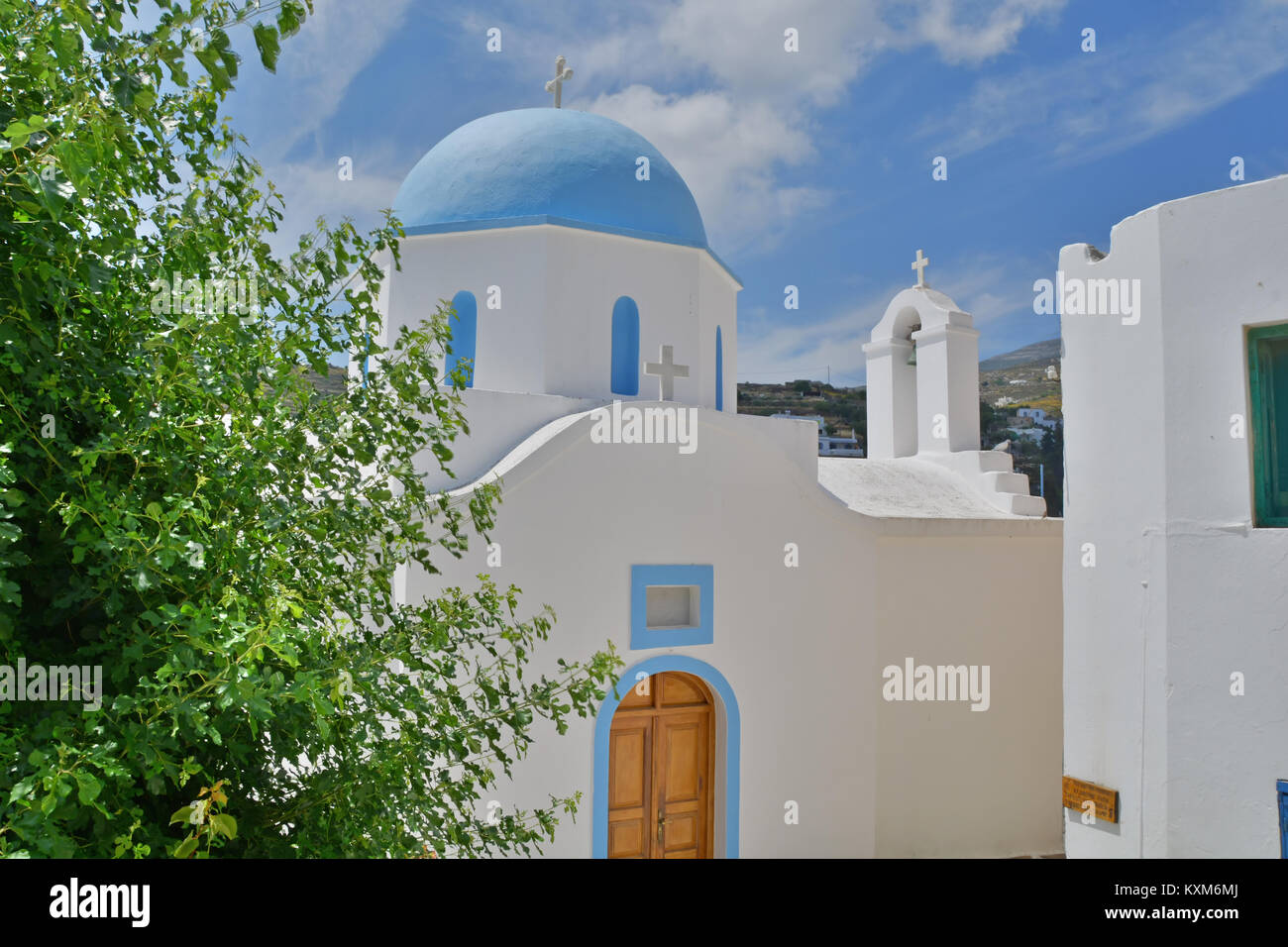 Greek Orthodox Church with typical blue dome Stock Photo - Alamy