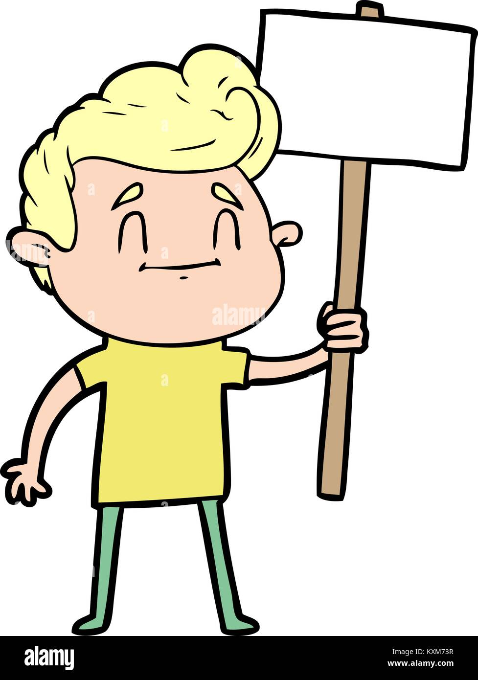 happy cartoon man with sign Stock Vector Image & Art - Alamy