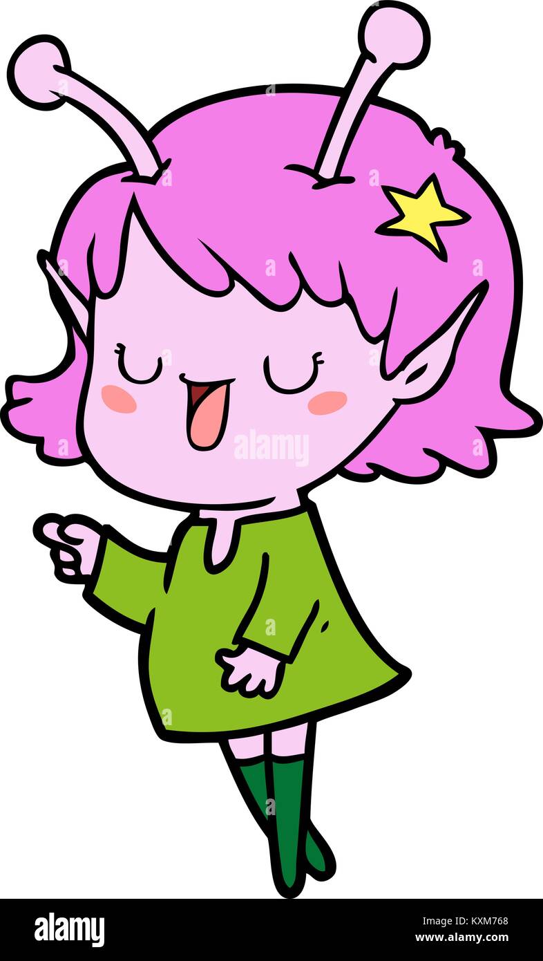 happy alien girl cartoon Stock Vector Image & Art - Alamy