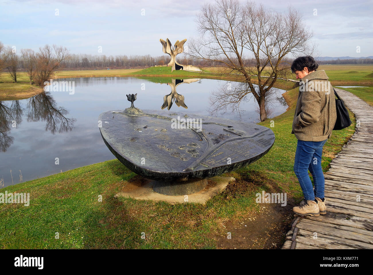 Croatia, Jasenovac Mewmorial Site. "The Stone Flower" is a huge ...